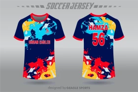 Vibrant Abstract Paint Splash Soccer Jersey Vector Template - Photo ...